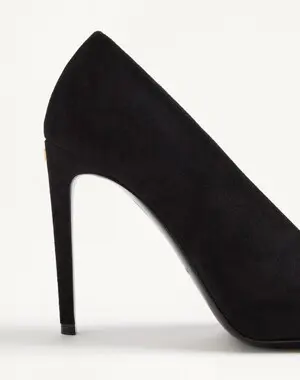 Valentino Garavani Open Toe Suede Pumps 105mm Heel - Black