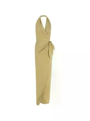 CORTANA Mona Halterneck Wrap Maxi Dress