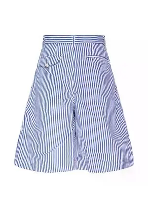 Comme Des Garçons Striped Pleat Detail Shorts - White