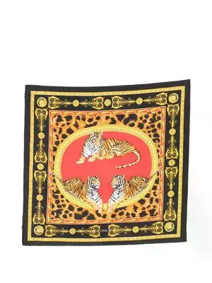Versace 1990s Tiger-print Handkerchief - Black