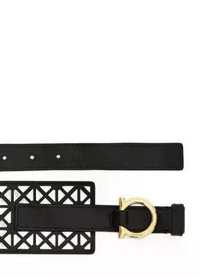 FERRAGAMO Gancini Buckle Geometric Motif Belt