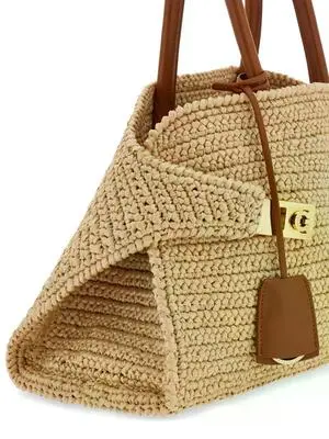 FERRAGAMO Hug Woven-raffia Tote Bag