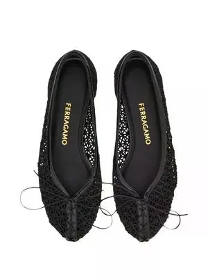 FERRAGAMO Macramé Lace Ballet Flats