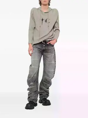 THUG CLUB Bulk Shoulder Waffle-knit Hoodie