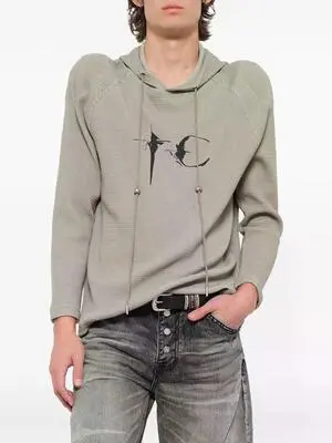 THUG CLUB Bulk Shoulder Waffle-knit Hoodie