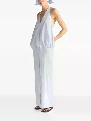 THE ARKOW Celile Striped Halterneck Maxi Dress