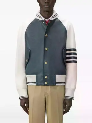 Thom Browne Raglan Sleeve Leather Jacket - Blue