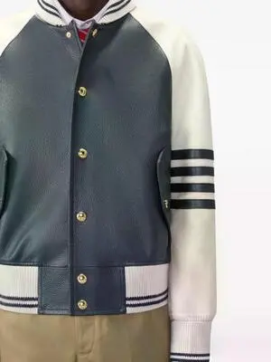 Thom Browne Raglan Sleeve Leather Jacket - Blue