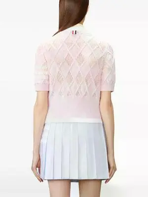 Thom Browne Argyle Pointelle Knit V-neck Cardigan