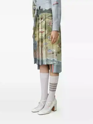 Thom Browne Nantucket Scenic Pleated Midi Skirt