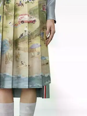 Thom Browne Nantucket Scenic Pleated Midi Skirt