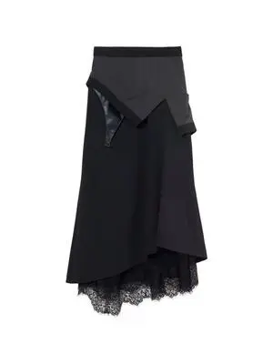 TANAKA DAISUKE Layered Lace-trim Maxi Skirt