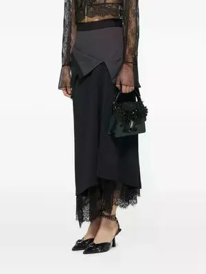 TANAKA DAISUKE Layered Lace-trim Maxi Skirt