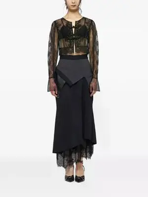 TANAKA DAISUKE Layered Lace-trim Maxi Skirt