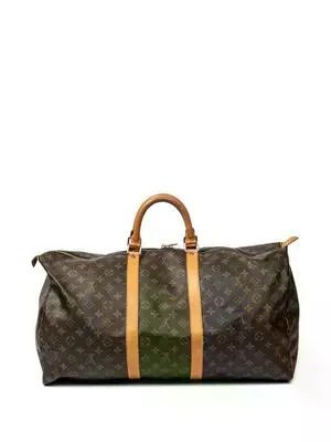 LOUIS VUITTON Monogram Keepall Holdall Bag - Brown