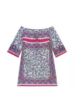 Malìparmi Paisley Print Off-the-shoulder Mini Dress - Blue