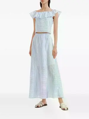 TOUT A COUP Striped Ruffled Jumpsuit