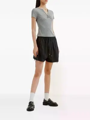 B+AB Ribbed Knit Button-detail T-shirt - Grey