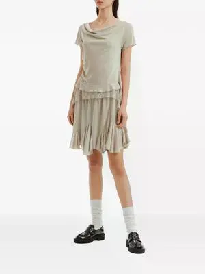TOUT A COUP Ruffled Lace-trim Mini Dress