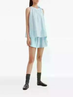 B+AB Sleeveless Blouse And Shorts Set With Bow Detail - Blue