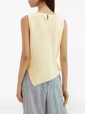 TOUT A COUP Check Cowl-neck Top - Yellow