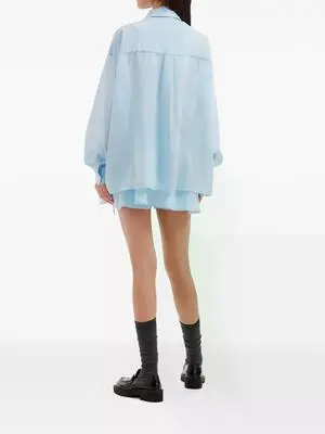 B+AB Spread Collar Shirt And Mini Skirt Set With Ruched Detailing