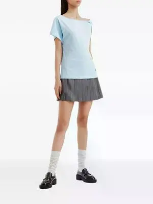TOUT A COUP Asymmetric Twisted-shoulder T-shirt - Blue
