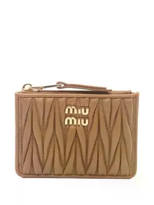 Miu Miu Matelassé Leather Card Case - Brown