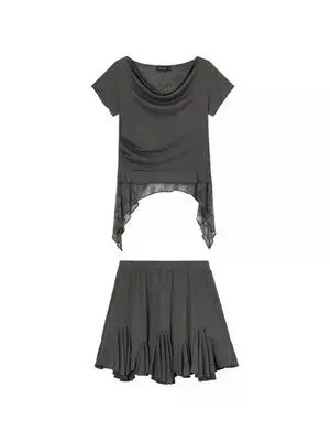 TOUT A COUP Lace-trim Ruffled Mini Dress