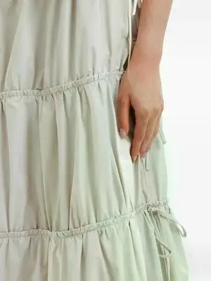 TOUT A COUP Tiered Drawstring Midi Skirt - Grey