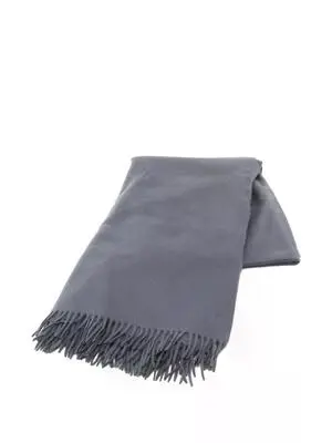 Hermès Fringed Logo-embroidered Shawl - Grey