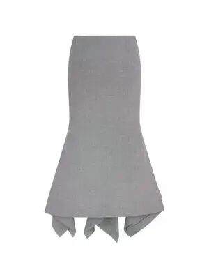 Attico Asymmetric Ruffled Midi Skirt