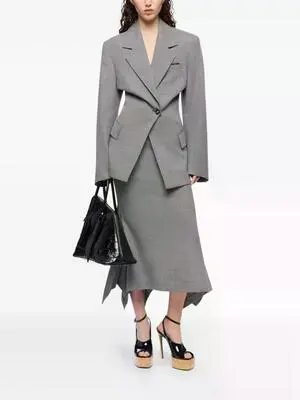 Attico Asymmetric Ruffled Midi Skirt