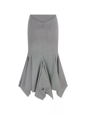 Attico Asymmetric Ruffled Midi Skirt