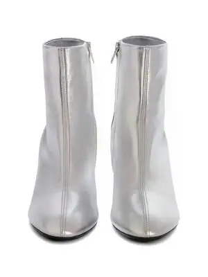 JIL SANDER Metallic Leather Ankle Boots - Silver