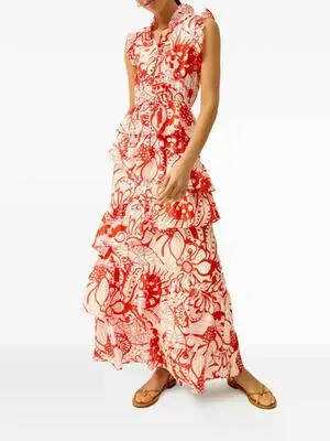 MARIE OLIVER Franklen Floral Print Ruffled Maxi Dress - Red