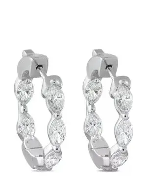 LB EXCLUSIVE 2.40 Ctw Marquise-cut Diamond Hoop Earrings In 18k White Gold