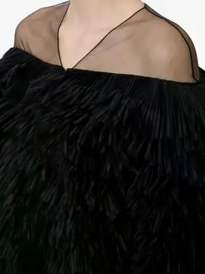 Elisabetta Franchi Organza Jacket With Feather Effect - Black