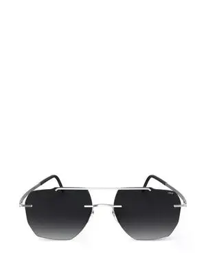 SILHOUETTE Geometric Frame Sunglasses - Silver