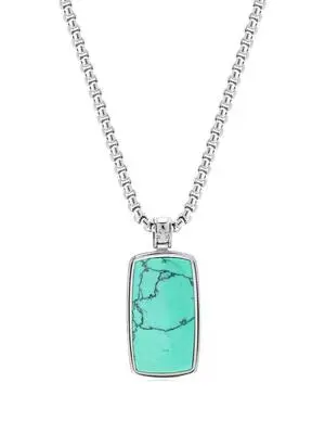 NIALAYA JEWELRY Turquoise Dog Tag Necklace - Silver