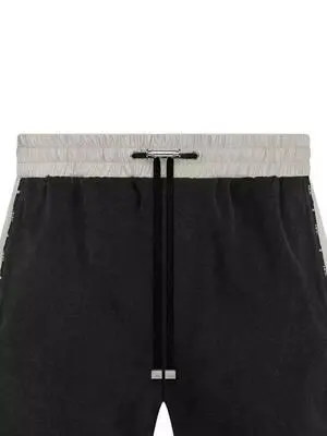 Amiri Color-block Satin And Denim Shorts - Black