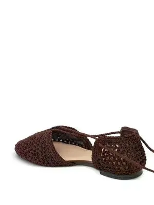 TWINSET Crochet-knit Lace-up Flat Pumps