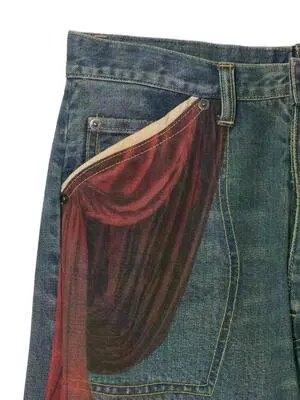 Undercover Curtain-print Wide-leg Jeans