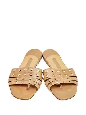 GINA Embellished Leather Slide Sandals