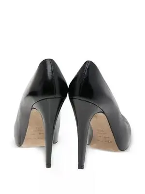 SERGIO ROSSI Leather Round Toe Pumps - Black