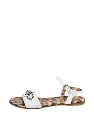 Roberto Cavalli Embellished Leather Sandals - White