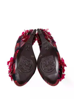 Tory Burch Elmira Floral Appliqué Wedge Pumps