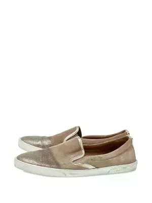 JIMMY CHOO Suede Glitter-effect Toe Cap Sneakers