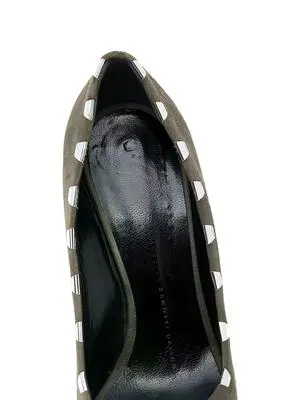 GIUSEPPE ZANOTTI Suede Peep Toe Pumps With Metal Trim