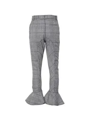 SELF-PORTRAIT Checkered Ruffled Hem Trousers